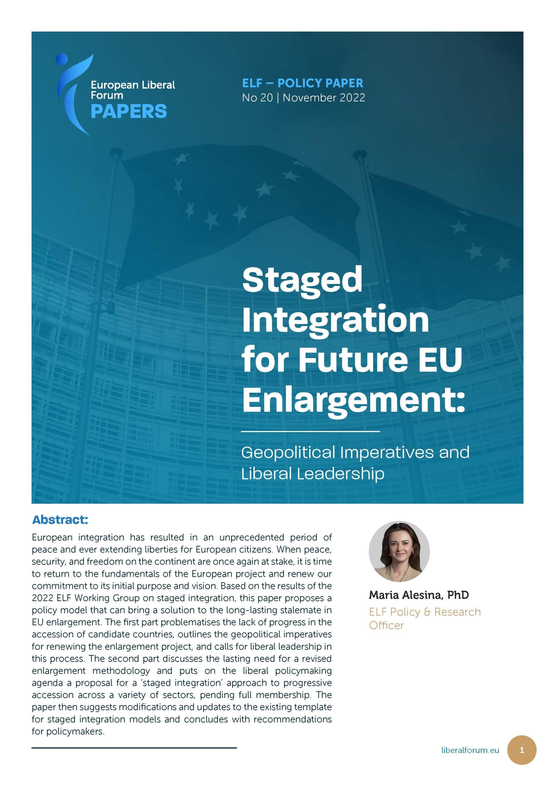 [Policy Paper 20] Staged Integration for Future EU Enlargement - The ...